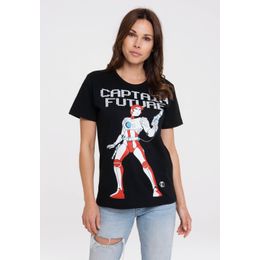 logoshirt Damen T-Shirt "Captain Future", schwarz, Gr. 5XL, bedruckt, 100% Baumwolle, Shirts, mit coolem Frontprint