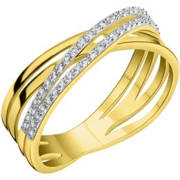 Firetti Damen Goldring "Schmuck Geschenk Gold 375 Fingerring Ring", 54, Gelbgold 375, 4mm, gelb, Gelbgold 375, Fingerringe, mit Zirkonia (synth.)