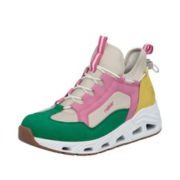RIEKER SPORT Damen Slip-On Sneaker, Gr. 38, bunt, Lederimitat, Textil, Schuhe, High Top Sneaker, Schlupfschuh mit Schnellverschluss hinten