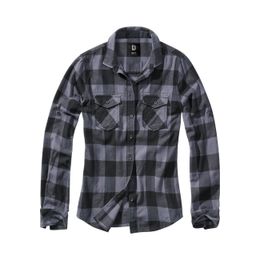 Langarmhemd Brandit "Brandit Damen Amy Flanell Shirt GIRLS", Damen, Gr. 4XL, US-Gr&ouml;&szlig;en, schwarz, grau, 100% Baumwolle, normal, Hemden
