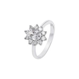 Amor Damen Fingerring, 56, Silber 925 (Sterlingsilber), 2mmsilberfarben, kristallwei&szlig;, Silber 925 (Sterlingsilber), Fingerringe, mit Zirkonia (synth.)