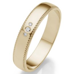 Firetti Damen Trauring "Schmuck Geschenk Gold 375 Hochzeit Ehering "LIEBE"", 53, 0,02 SI = kleine Einschl&uuml;sse mit Brillanten, Gelbgold 585, 4mm,
