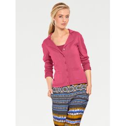 Heine Damen Strickjacke, pink, Gr. 42, unifarben, 100% Baumwolle, Strickjacken