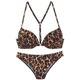 Bruno Banani Damen Push-Up-Bikini, braun, Gr. 38, Recycling-Polyamid, Bikini-Sets, mit Vorderverschluss