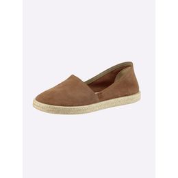 Casual Looks Damen Slipper, Gr. 42, braun, Veloursleder, Schuhe