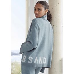 ELBSAND Damen Sweater, Gr. 32, blau, Feinstrick, Obermaterial: 50% Viskose, 28% Polyester, 22% Polyamid, meliert, Sweatshirts, Rollkragenpullover aus
