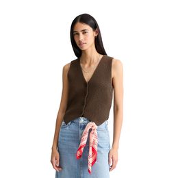 Marc O'Polo Strickweste MARC O'POLO DENIM "aus reinem Organic Cotton-Garn", Damen, Gr. XL, hazelnut braun, Obermaterial: 100% Baumwolle, unifarben, regular fit, V-Ausschnitt, Westen Strickweste