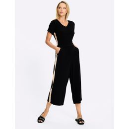 Heine Damen Jumpsuit, schwarz, Gr. 48, gemustert, mehrfarbig, 95% Polyester, 5% Elasthan, Overalls