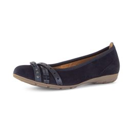 Gabor Damen Ballerina, Gr. 43dunkelblau kombiniert, Veloursleder, Schuhe, Businessschuh, Schlupfschuh mit Zierelementen in Metallicoptik