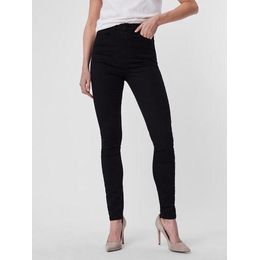 V&eacute;ro Moda VERO MODA Damen Skinny-fit-Jeans "VMSANDRA SHR SKINNY JEANS BLACK NOOS", schwarz, Gr. XL, unifarben, Denim/Jeans, Obermaterial: 98% Baumwolle, 2%