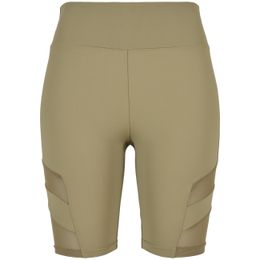 Urban Classics Damen Stoffhose "Urban Classics Damen Ladies High Waist Tech Mesh Cycle Shorts"khaki, Gr. XL, unifarben, 80% Polyimid, 20% Elasthan,