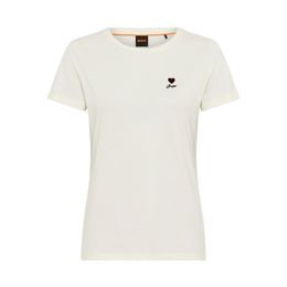 BOSS Orange Damen T-Shirt "Elove Premium Damenmode", beige, Gr. S, bedruckt, unifarben, Single Jersey, Obermaterial: 100% Baumwolle, Shirts, aus
