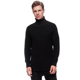 Rusty Neal Herren Rollkragenpullover, schwarz, Gr. S, unifarben, 50% Baumwolle, 50% Polyacryl, Pullover, mit kuscheligem Rollkragen