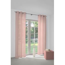 Vorhang WIRTH, B:141cm H:245cm, rosa, Jacquard, Baumwolle, Polyester, Wohnzimmer, Gardinen, "Sunday", nach Ma&szlig;