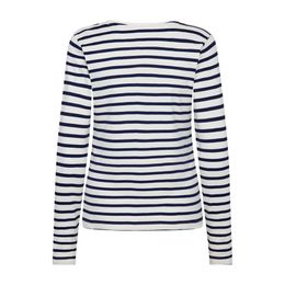 Freequent Damen Langarmshirt "FQFAMILA-TEE", wei&szlig;, Gr. XL, bestickt, geringelt, gestreift, Jersey, Obermaterial: 100% Baumwolle, Shirts, im