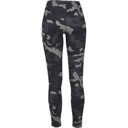 Urban Classics Damen Leggings "Urban Classics Damen Ladies Camo Tech Mesh Leggings", grau, Gr. S, 77% Polyester, 23% Elasthan, Hosen