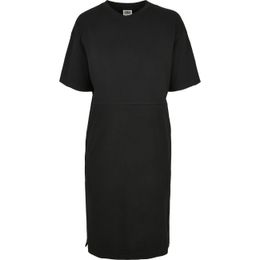 Urban Classics Damen A-Linien-Kleid "Urban Classics Damen Ladies Organic Oversized Slit Tee Dress", schwarz, Gr. XS, unifarben, 100% Baumwolle,