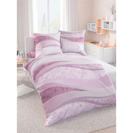 Bettw&auml;sche Biberna, rosa, Seersucker, 100% Baumwolle, Bettw&auml;sche