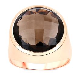 VIRA JEWELS Damen Fingerring "925-Sterling Silber rotvergoldet Gl&auml;nzend Rauchquarz dunkelbraun", 018 (57,0), 18,05, Silber 925 (Sterlingsilber), rot,