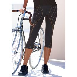 active by Lascana LASCANA ACTIVE Damen Caprileggings, blau, Gr. L, bedruckt, Obermaterial: 85% Polyester, 15% Elasthan, Hosen, mit schimmerndem Druck, Sportleggings