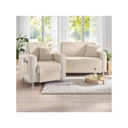 Tagesdecke, B:110cm L:140cm, beige, 100% Polyester, Tagesdecken