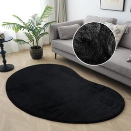 Fellteppich OTTO HOME, B:90cm H:20mm L:135cm, schwarz, Kunstfaser, Teppiche, "Balu Bean, Kaninchenfell", Kunstfell Teppich, Modern, weich,