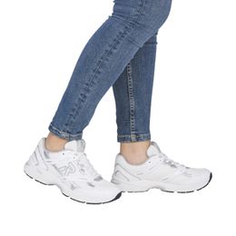 RIEKER SPORT Damen Sneaker, Gr. 36, wei&szlig;, Lederimitat, Textil, unifarben mit Farbeinsatz, Schuhe, Schn&uuml;rschuh, Halbschuh, Freizeitsneaker mit