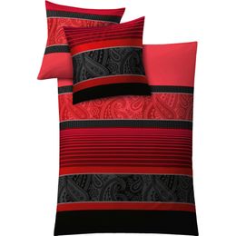 Bettw&auml;sche Kleine Wolke, rot, Mako-Satin, 100% Baumwolle, Bettw&auml;sche