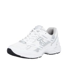 RIEKER SPORT Damen Sneaker, Gr. 43, wei&szlig;, Lederimitat, Textil, unifarben mit Farbeinsatz, Schuhe, Schn&uuml;rschuh, Halbschuh, Freizeitsneaker mit