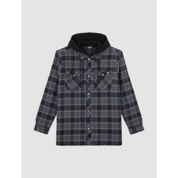 Dickies Herren Funktionshemd "Dickies Workwear Hemden FLEECE HOODED FLANNEL SHIRT JACK RELAXED"grau, Gr. XL, Flanell, Oberstoff: 100% Baumwolle,