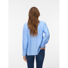 V&eacute;ro Moda VERO MODA Damen Hemdbluse "VMKAJA LS SHIRT WVN", blau, Gr. M, gestreift, Obermaterial: 83% Viskose, 17% Nylon, Blusen, mit Streifen
