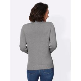 Casual Looks Damen Strickpullover "Stehkragen-Pullover", schwarz-wei&szlig;, Gr. 40, meliert, unifarben, 55% Baumwolle, 45% Viskose, Pullover