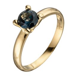 Jobo Damen Goldring, 60, Gelbgold 585, gelb, Gelbgold 585, Fingerringe, 585 Gold mit Blautopas