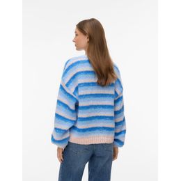 V&eacute;ro Moda VERO MODA Damen Strickpullover "VMMAYBE STRIPE LS O-NECK PULLOVER NOOS", blau, Gr. L, geringelt, gestreift, Strick, Obermaterial: 100% Polyester,