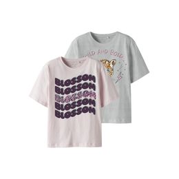 name it Jungen T-Shirt "NKFBENNA 2P SS NREG TOP BOX PB"tender touch pack:light grau melange, Gr. 122, bedruckt, meliert, Jersey, Obermaterial: 100%