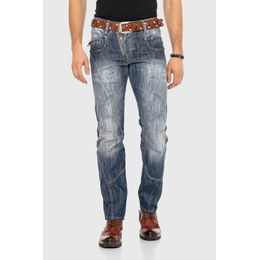 Cipo & Baxx CIPO & BAXX Herren 5-Pocket-Jeans "Jeans", blau, Gr. 29, unifarben, 100% Baumwolle, Jeans, im Used-Look