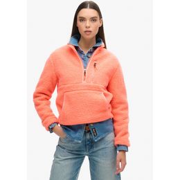 Superdry Damen Fleecepullover "OUTDOOR HALF ZIP FLEECE", rot, Gr. XS, unifarben, Fleece, Obermaterial: 100% Polyester, Sweatshirts