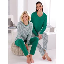 w&auml;schepur W&Auml;SCHEPUR Damen Schlafanzug, Gr. 48gr&uuml;n, wei&szlig;, bedruckt, wei&szlig;, gr&uuml;n, bedruckt, 100% Baumwolle, Homewear-Sets