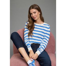Laura Scott Damen Ajourpullover "im sommerlich leichtem Fr&uuml;hlings-Look", blau, Gr. 40, Feinstrick, Obermaterial: 50% Baumwolle, 50% Polyacryl,