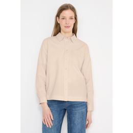 Cecil Damen Langarmbluse, beige, Gr. XL, unifarben, Web, 100% Baumwolle, Blusen, aus reiner Baumwolle