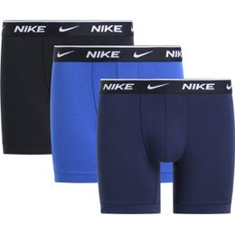 Boxer NIKE UNDERWEAR "BOXER BRIEF 3PK", Herren, Gr. M, 3 Stk., bunt (obsidian, game royal, schwarz), Jersey, Obermaterial: 95% Baumwolle, 5% Elasthan, k&ouml;rpernah, Unterhosen, mit Logo-Elastikbund