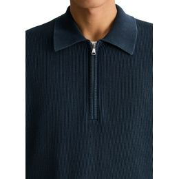 Marc O'Polo Herren Poloshirt "mit feiner Rippstruktur"navy teal, Gr. M, MARC O'POLO DENIM, unifarben, Obermaterial: 100% Baumwolle, Shirts