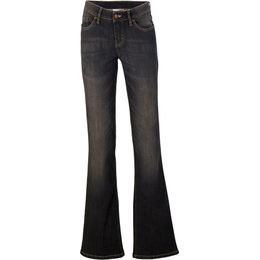 bonprix Damen Bootcut-Jeans "Bootcut Jeans Mid Waist, Komfort-Stretch", schwarz, Gr. 50, unifarben, Denim/Jeans, Obermaterial: 82% Baumwolle, 17%