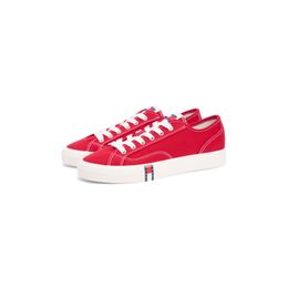 Tommy Jeans Damen Plateausneaker "ARCHIVE Y2K", Gr. 40rot, Textil, unifarben, Schuhe, Freizeitschuh, Halbschuh, Schn&uuml;rer im Retro-Look mit Label im