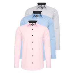 Rusty Neal Herren Langarmhemd "Langarm", rosa, Gr. XXL, unifarben, 60% Baumwolle, 37% Polyester, 3% Elasthan, Hemden, im Slim-Fit geschnitten