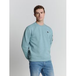 NO EXCESS Herren Sweater "NO EXCESS Rundhalspullover Sweater Crewneck Melange", blau, Gr. S, 50% Baumwolle, 50% Polyester, Sweatshirts