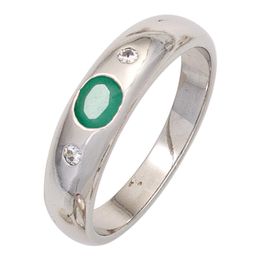 Jobo Damen Silberring, 58, Silber 925 (Sterlingsilber), silber, Silber 925 (Sterlingsilber), Fingerringe, 925 Silber mit Smaragd und Zirkonia