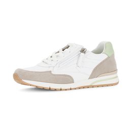 Gabor Damen Keilsneaker "FLORENZ", Gr. 36, beige, Glattleder, Veloursleder, Schuhe, Freizeitschuh, Halbschuh, Schn&uuml;rschuh mit Kontrastbes&auml;tzen,
