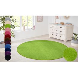 Teppich Hanse Home, H:8,5mm &Oslash;:133cm, gr&uuml;n, Kunstfaser, Wohnzimmer, Teppiche, "Shashi", Kurzflor, Unifarben, Teppich, Weich, Esszimmer, Kinderzimmer,