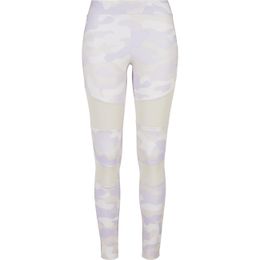 Urban Classics Damen Leggings "Urban Classics Damen Ladies Camo Tech Mesh Leggings", beige, Gr. S, 77% Polyester, 23% Elasthan, Hosen